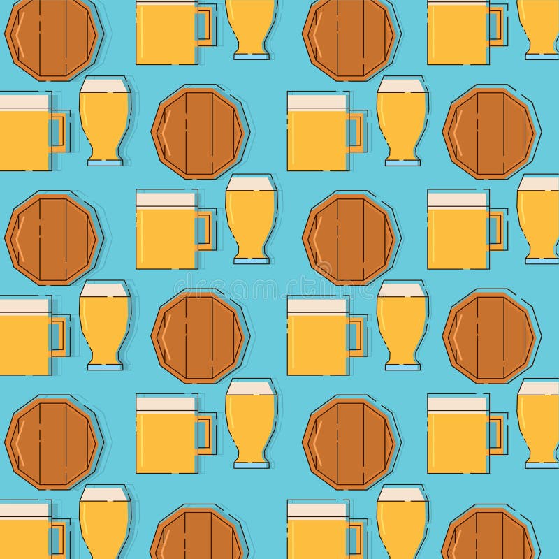 Beer Mugs and Bottles Pattern. Vector Stock Vector - Illustration of ...