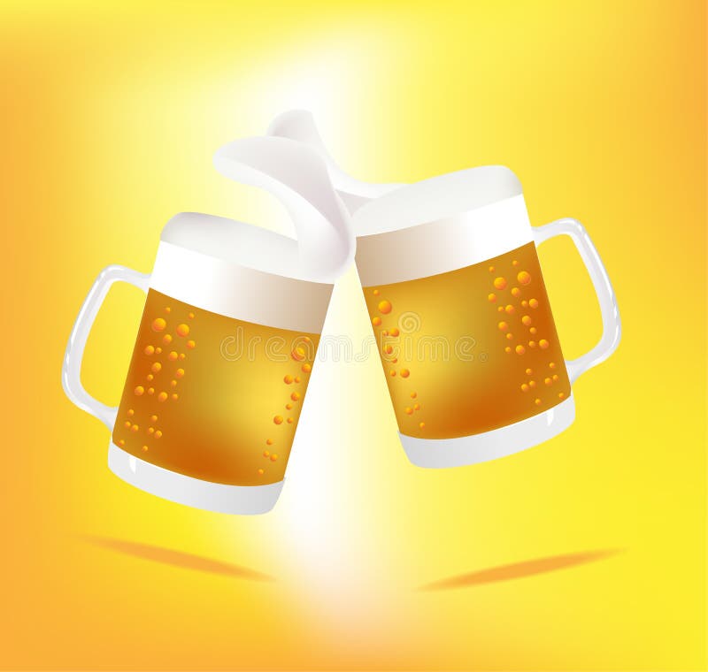 Two Beer Mugs and Cheers stock vector. Illustration of banner - 43552529