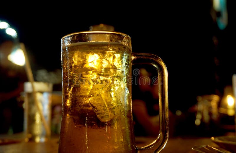 Beer at night stock photo. Image of table, cold, brewed - 47049382