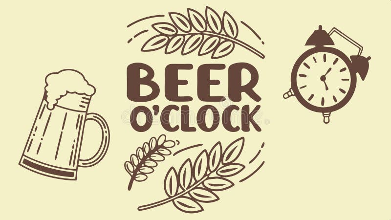 BEER O CLOCK Text with Beer Mug, Celebration and Drink Graphic Vector ...