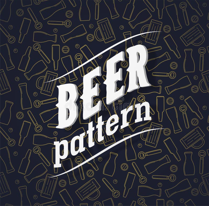 Beer Objects Lineart Style Seamless Pattern. Vector Illustration Stock ...