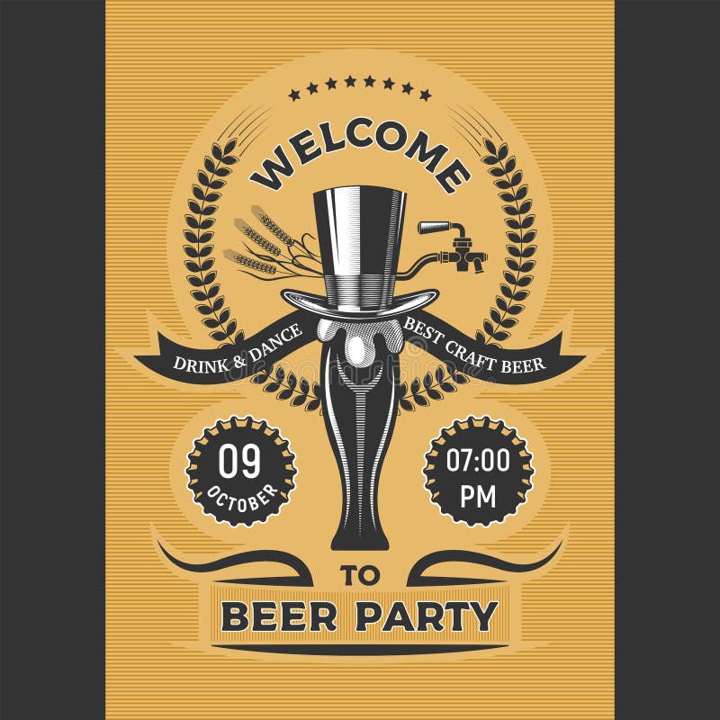 Beer party invitation stock vector. Illustration of design - 194212014