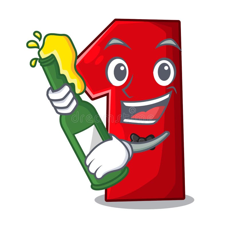 With Beer Plastic Number One Isolated on Mascot Stock Vector ...