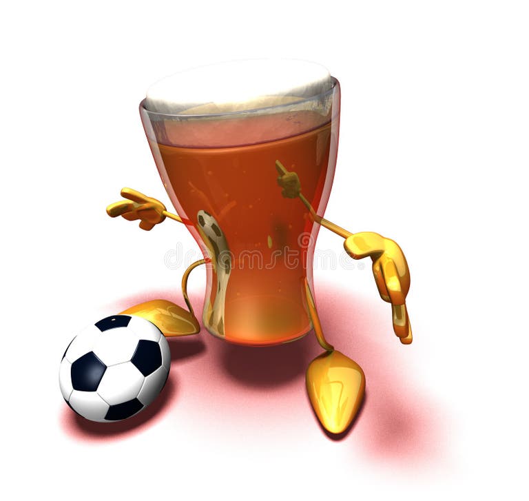 Beer playing football stock illustration. Illustration of foam - 2711368