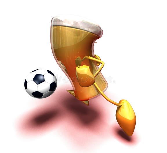 Beer playing football stock illustration. Illustration of feet - 2711373