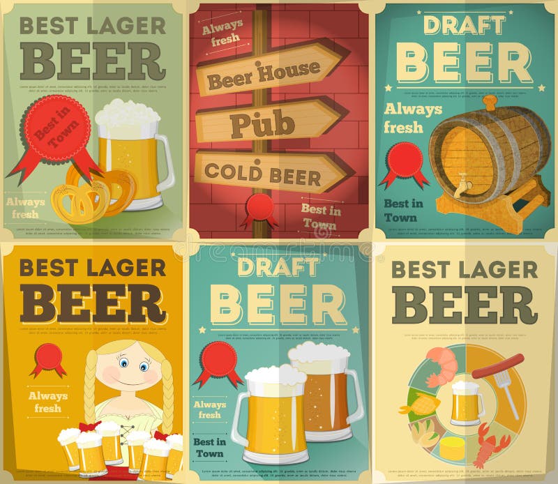 Beer Posters Set stock vector. Illustration of element - 41510197