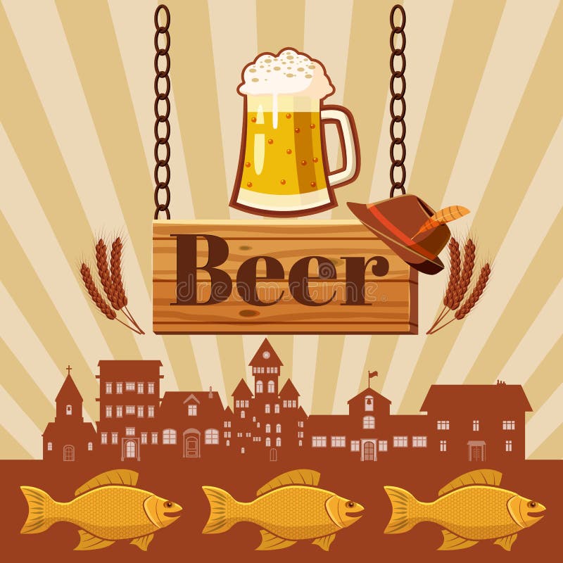 Beer Pub Concept, Cartoon Style Stock Vector - Illustration of bottle ...