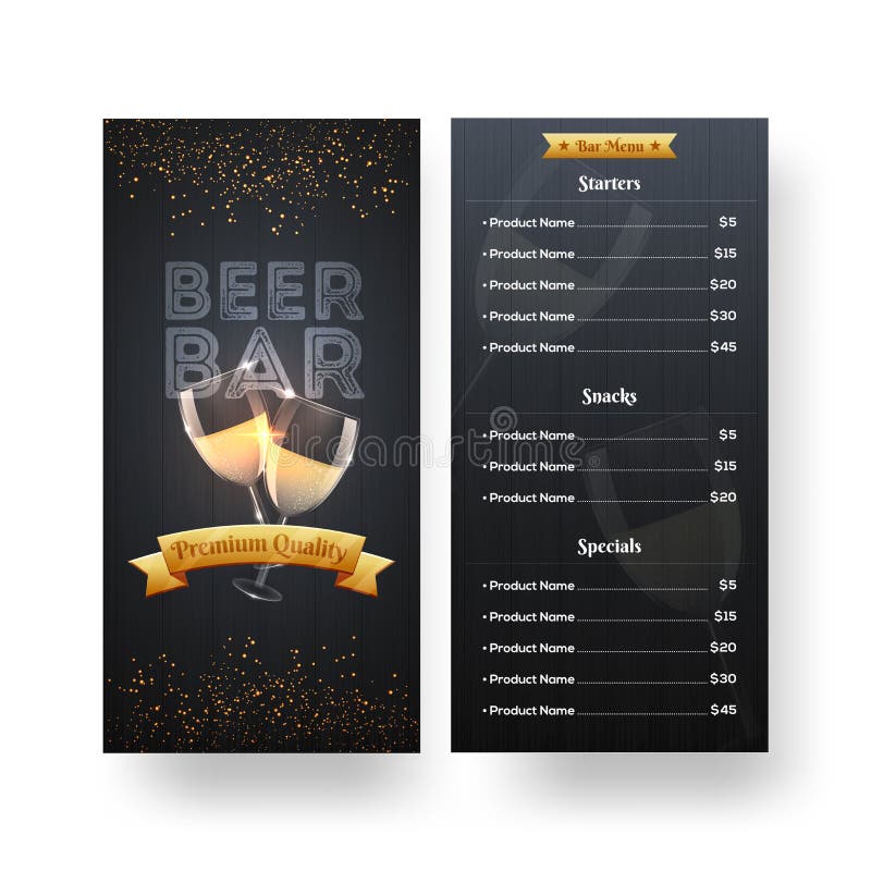 Beer pub menu card design. stock illustration. Illustration of alcohol ...