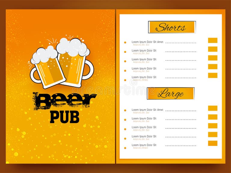 Beer pub menu card design. stock illustration. Illustration of alcohol ...
