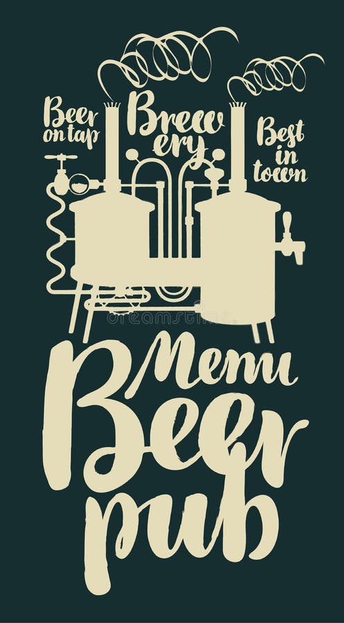 Beer Pub Menu with Retro Brewery and Inscriptions Stock Vector ...