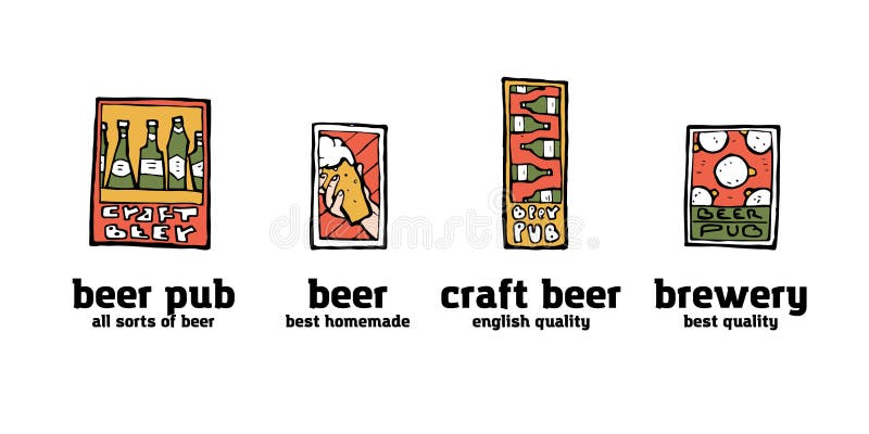 Beer Pub Posters, Stickers, Emblems Stock Vector - Illustration of ...