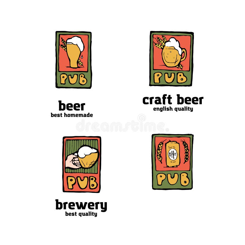 Beer Pub Posters, Stickers, Emblems Stock Vector - Illustration of ...