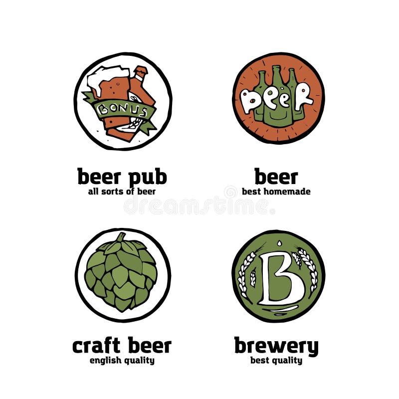 Beer Pub Posters, Stickers, Emblems Stock Vector - Illustration of ...