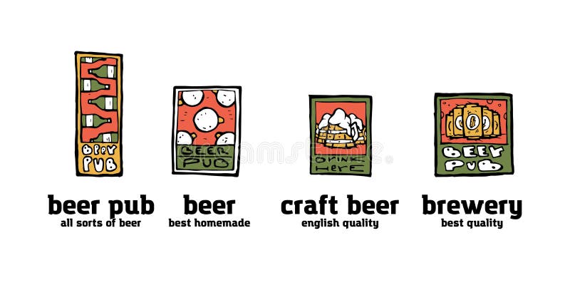 Beer Pub Posters, Stickers, Emblems Stock Vector - Illustration of ...