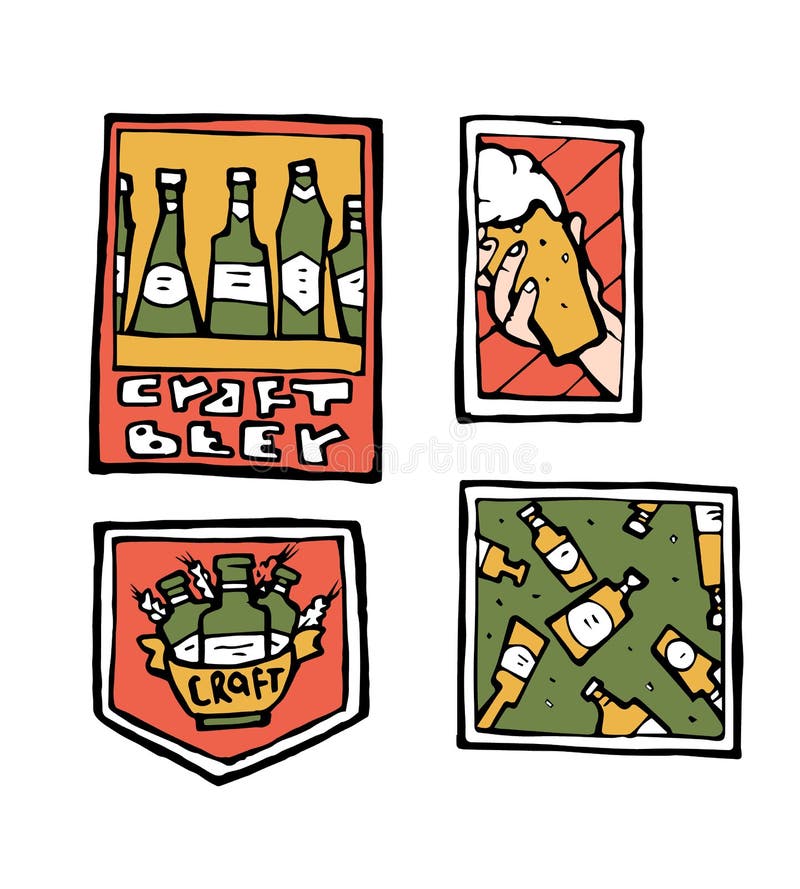 Beer Pub Posters, Stickers, Emblems Stock Vector - Illustration of ...
