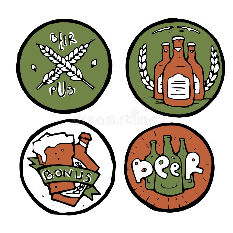 Beer Pub Posters, Stickers, Emblems Stock Vector - Illustration of ...