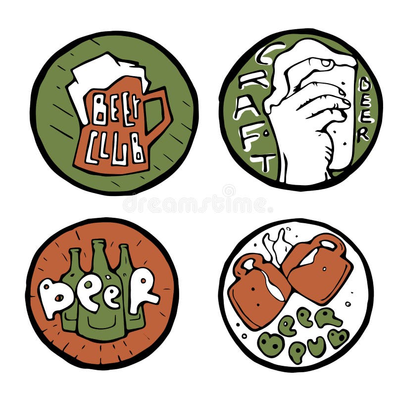 Beer Pub Posters, Stickers, Emblems Stock Vector - Illustration of ...