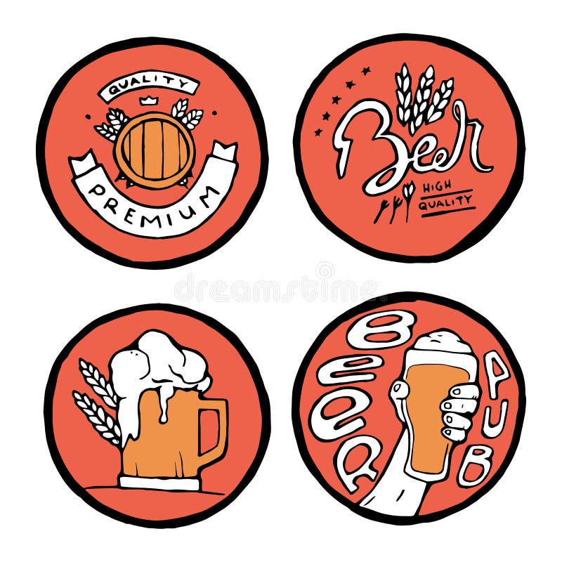 Beer Pub Posters, Stickers, Emblems Stock Vector - Illustration of ...