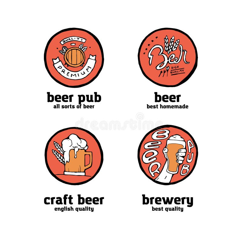 Beer Pub Posters, Stickers, Emblems Stock Vector - Illustration of ...