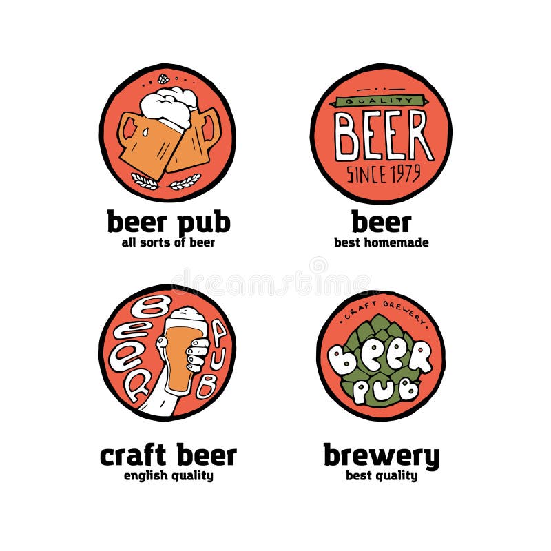 Beer Pub Posters, Stickers, Emblems Stock Vector - Illustration of ...