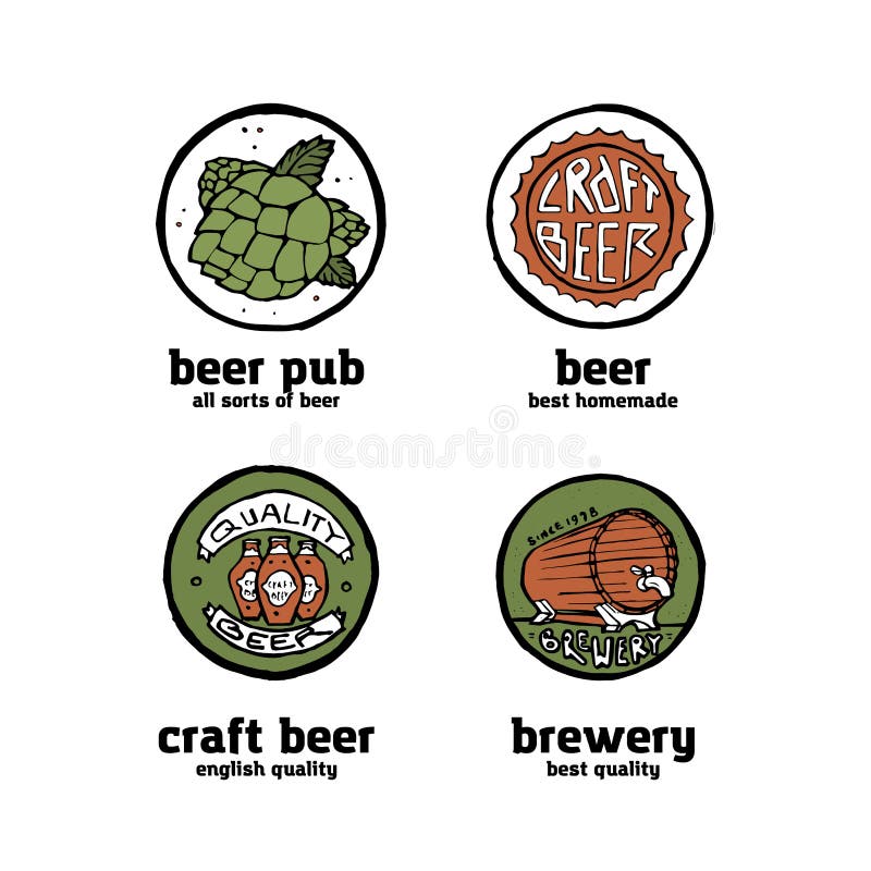 Beer Pub Posters, Stickers, Emblems Stock Vector - Illustration of ...