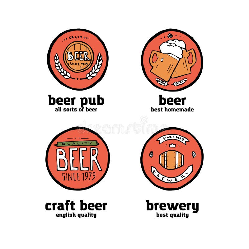 Beer Pub Posters, Stickers, Emblems Stock Vector - Illustration of ...