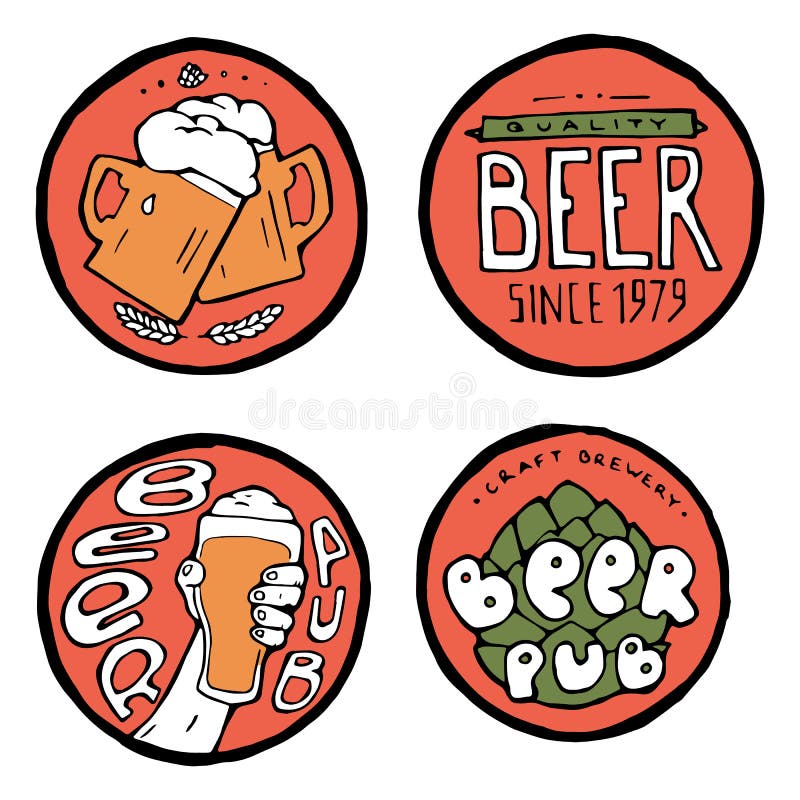 Beer Pub Posters, Stickers, Emblems Stock Vector - Illustration of ...