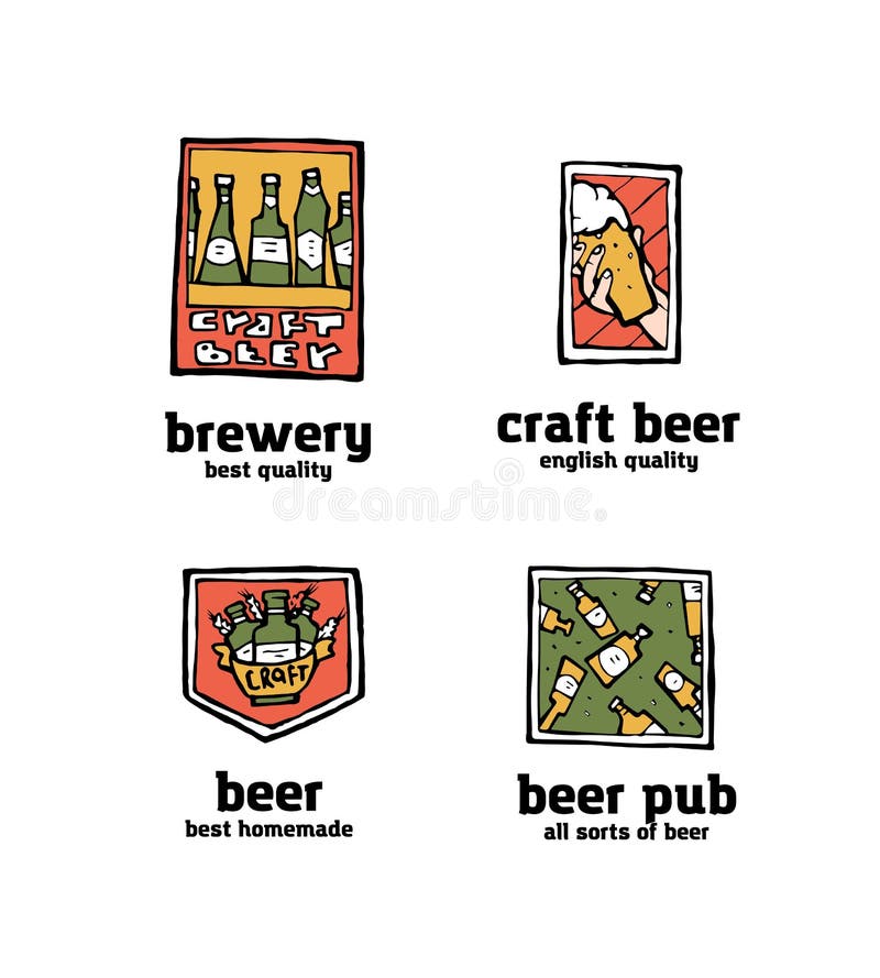 Beer Pub Posters, Stickers, Emblems Stock Vector - Illustration of foam ...