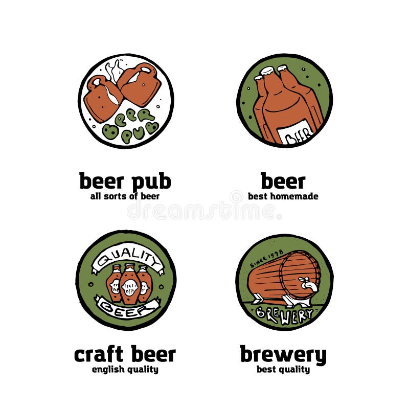 Beer Pub Posters, Stickers, Emblems Stock Vector - Illustration of ...