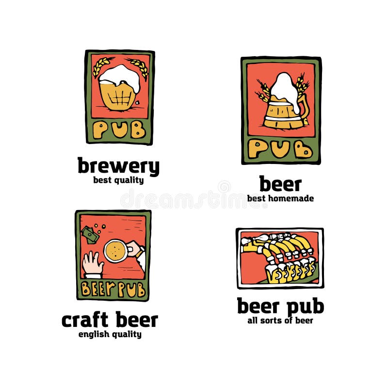 Beer Pub Posters, Stickers, Emblems Stock Vector - Illustration of ...