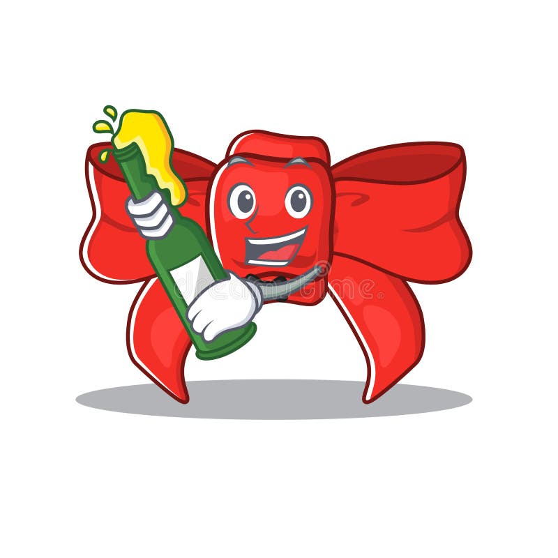 With Beer Red Ribbon Bow with the Cartoon Stock Vector - Illustration ...