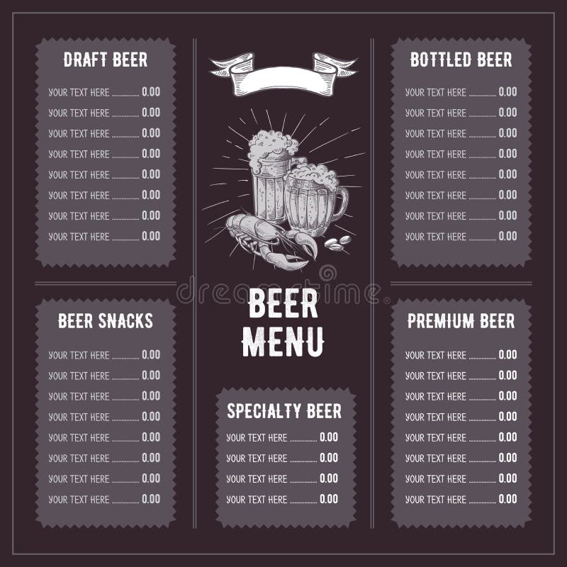 Beer Pub Brochure Folder Card Vector Illustration, Cartoon Flat Design ...