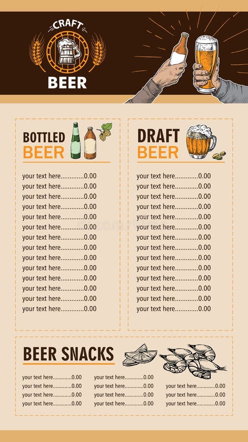 Beer Pub Brochure Folder Card Vector Illustration, Cartoon Flat Design ...