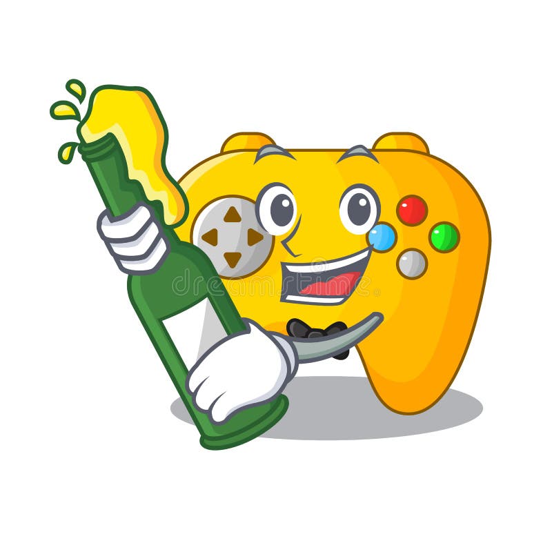 With Beer Retro Computer Game Control on Mascot Stock Vector ...