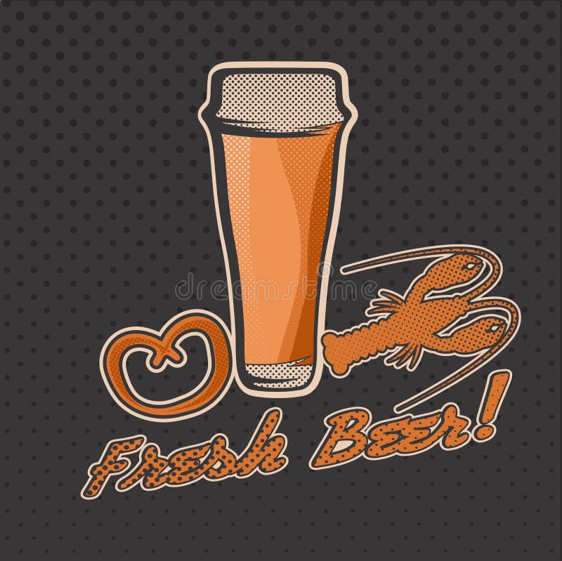 Beer retro illustration stock vector. Illustration of lobster - 63637598