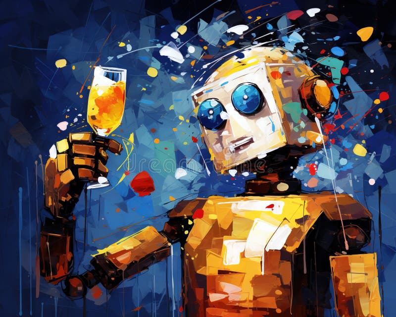Beer Robot Drinking Generative Stock Illustration - Illustration of ...