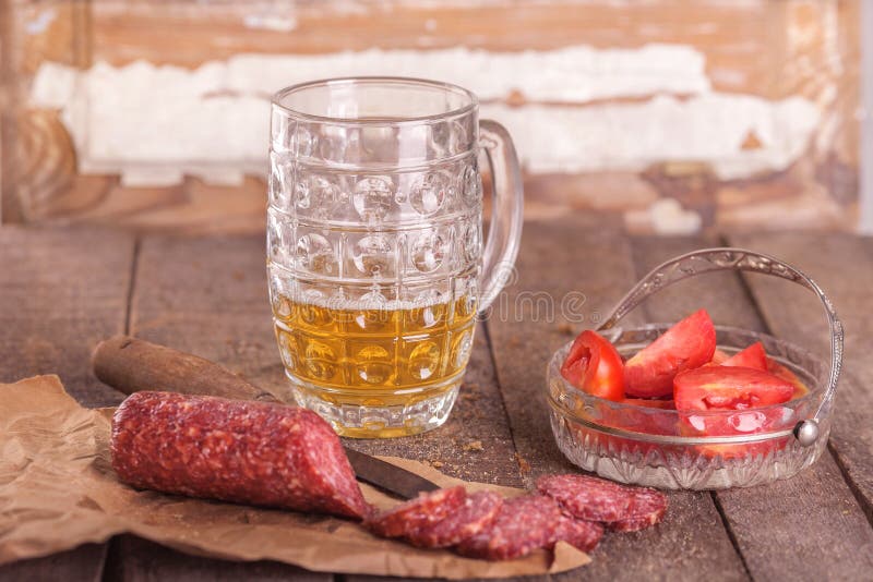 Beer and salami stock image. Image of pint, cuts, nature - 51043131