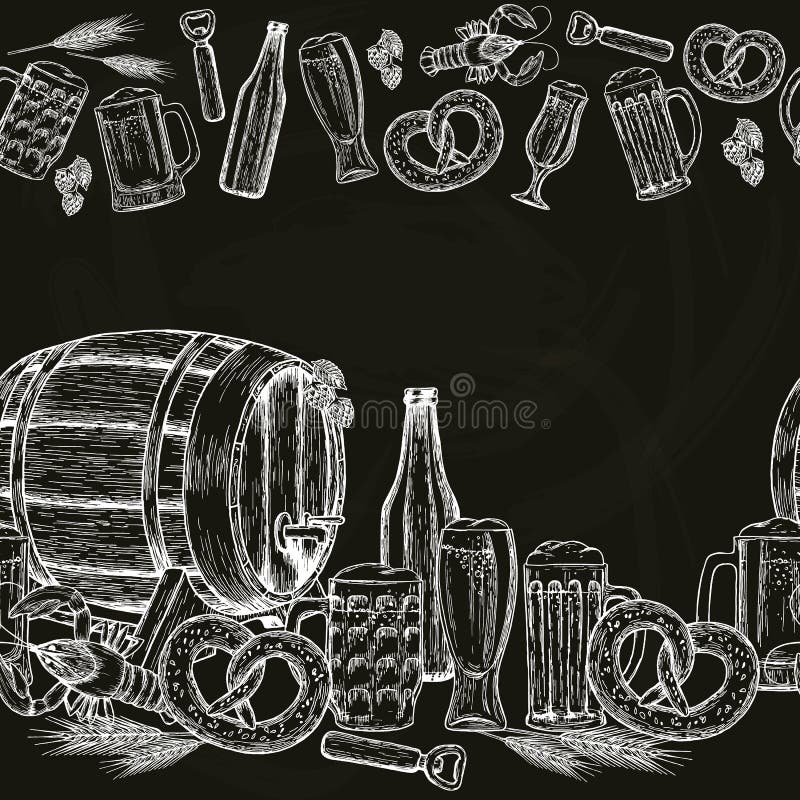 Beer Seamless Horizontal Border Stock Vector - Illustration of beer ...