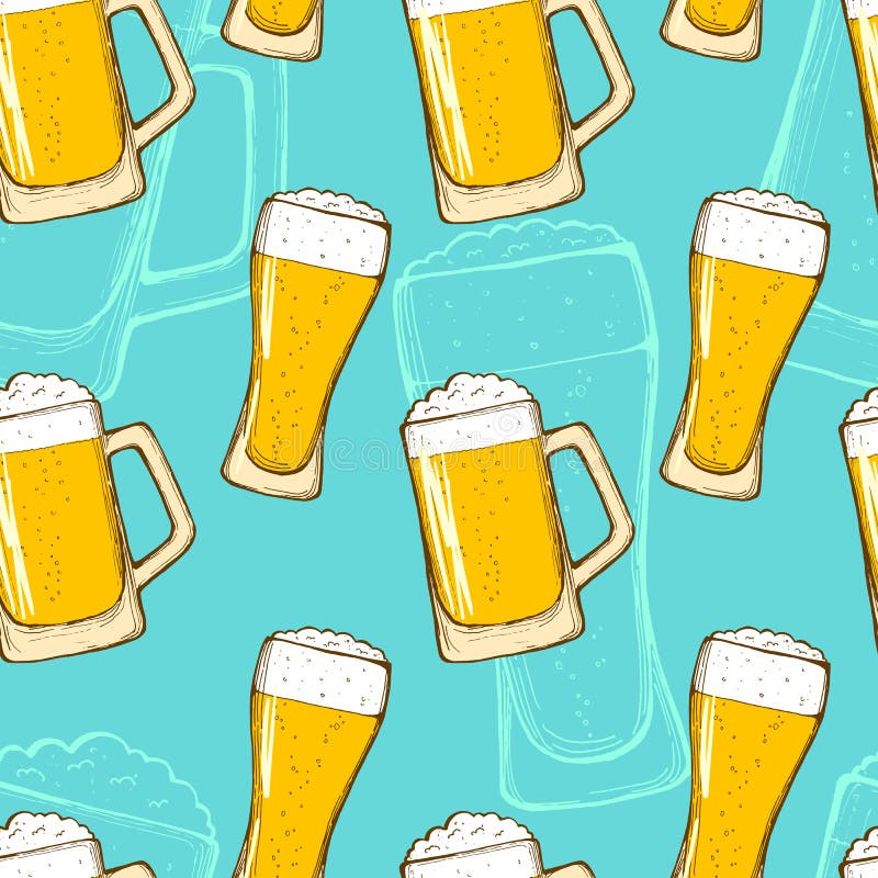 Beer seamless pattern stock vector. Illustration of froth - 72828406