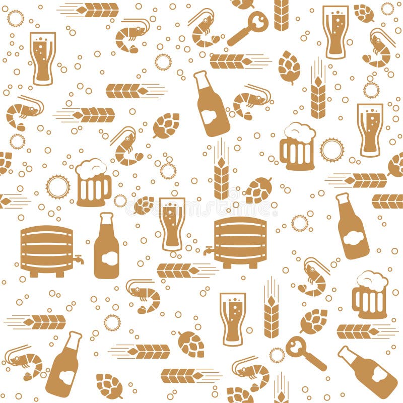 Beer Seamless Pattern from a Set of Icons Stock Vector - Illustration ...