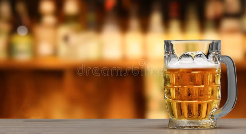 Beer Served in a Glass in a Bar on a Table Stock Illustration ...