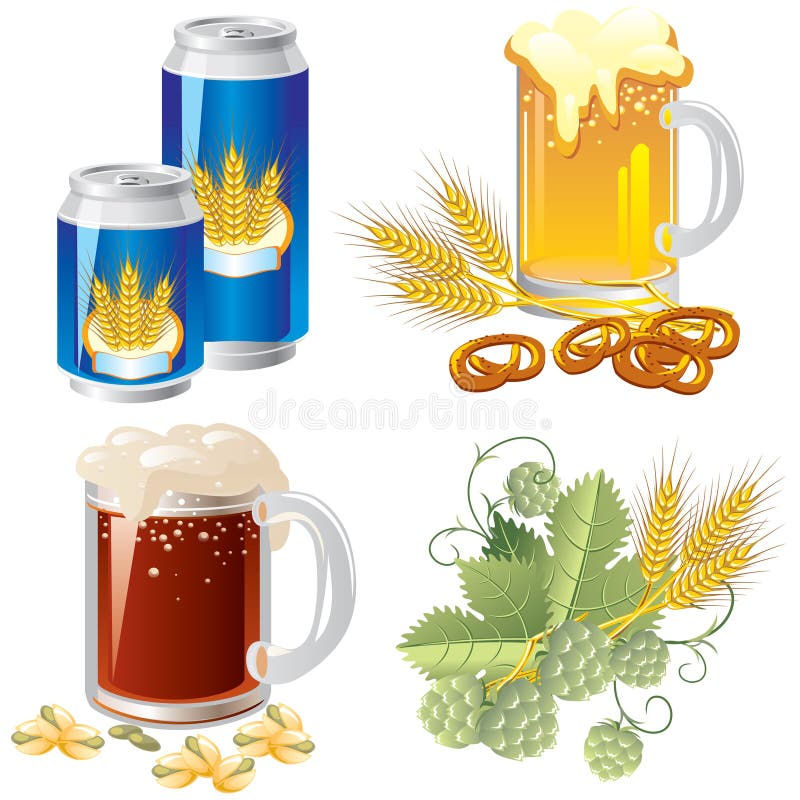 Beer Ingredients Ornamental Designs Stock Vector - Illustration of ...