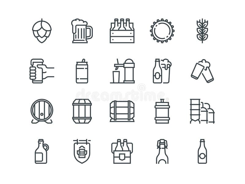 Outline Beer Emblems, Symbols, Icons, Pub Labels, Badges Collection ...