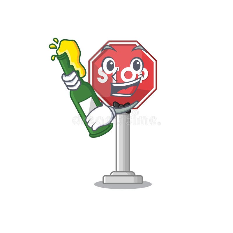 With Beer Sign Stop Isolated with the Cartoon Stock Vector ...