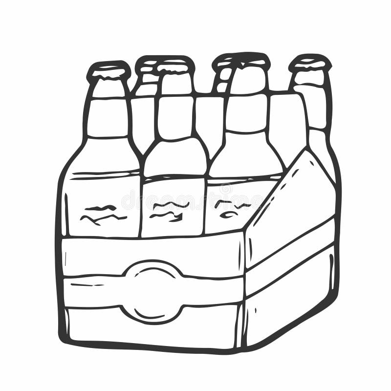 Beer Six Pack in Three Boxes. Doodle Style. Vector Sketch of Beer Stock ...