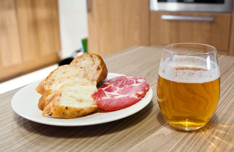 Beer with snack stock image. Image of drink, glass, color - 58662377