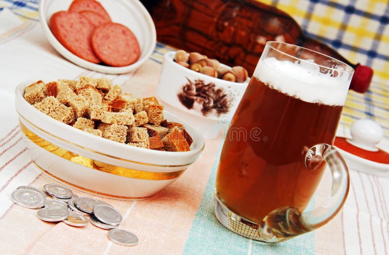 Beer and a snack. stock photo. Image of lager, party - 30986280