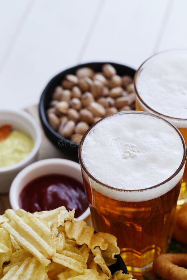 Beer and snacks stock image. Image of beer, snacks, beverage - 94227343