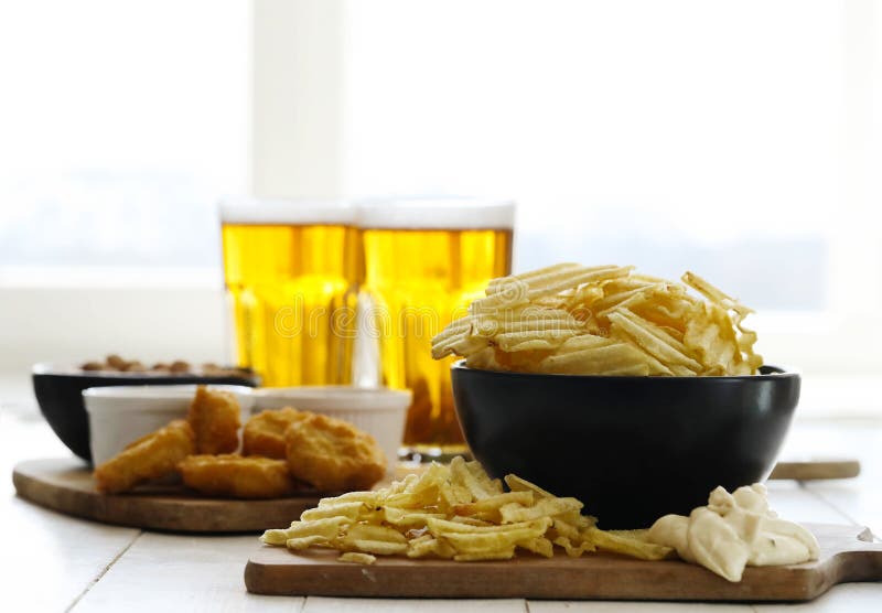 Beer and snacks stock photo. Image of relax, unhealthy - 94227644