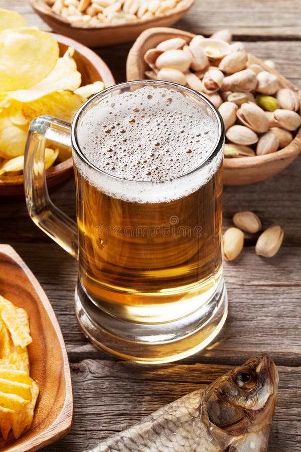Beer and snacks stock image. Image of appetizer, beverage - 89332825